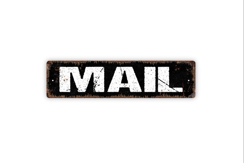 (Aluminum metal) Mail Sign Mailbox Mailman Leave Packages Here Rustic ...