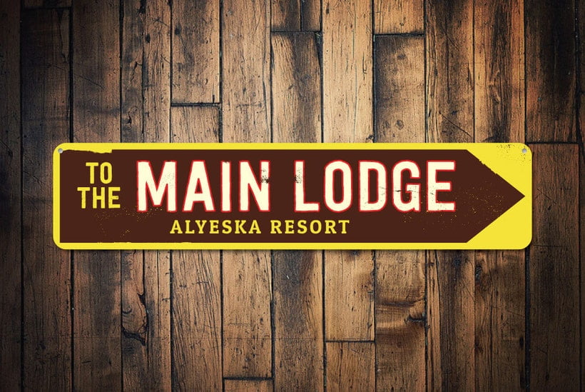 (Aluminum metal) Main Lodge Sign Ski Resort Sign Ski Lodge Arrow Sign ...