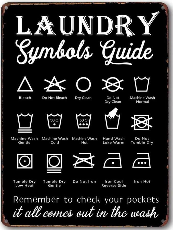 (Aluminum metal) Metal Tin Sign Laundry Room Symbols Guide Schedule ...