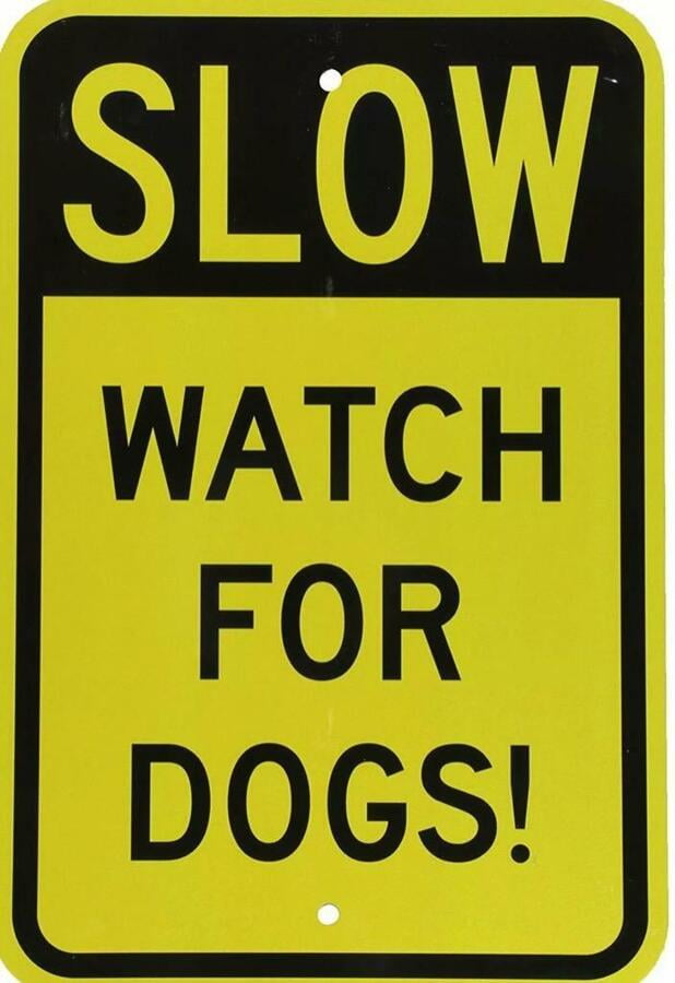 (Aluminum metal) Metal Tin Warning Sign Beware Caution SLOW DOWN ...