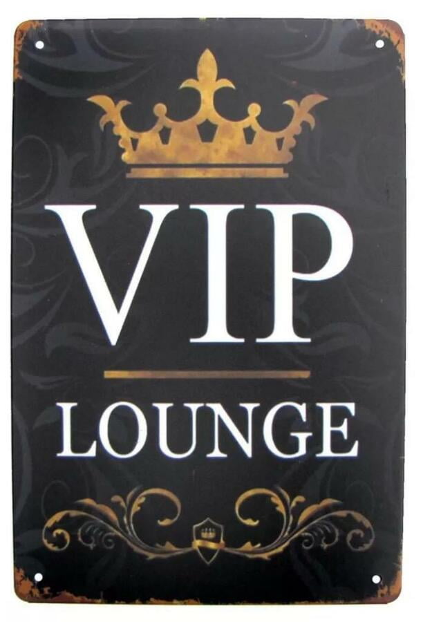 (Aluminum metal) Metal Tin Warning Sign VIP Lounge Novelty Man Cave ...