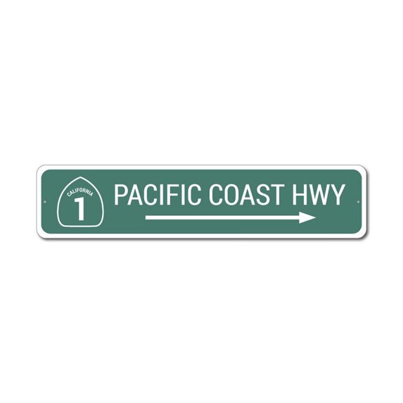 (Aluminum metal) Pacific Coast Hwy Sign Hwy Decor Pacific Coast Metal ...