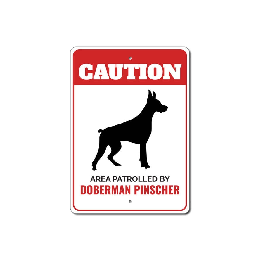 (Aluminum metal) Patrolled By Doberman Pinscher Caution Metal Sign ...