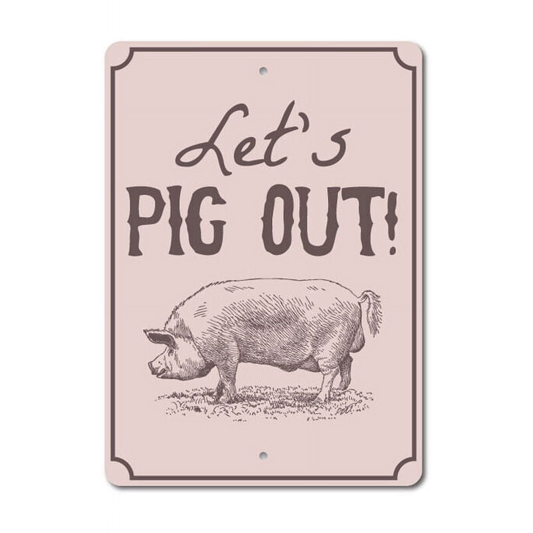(Aluminum metal) Pig Out Sign Pig Decor Pig Sign Pig Lover Metal Decor ...