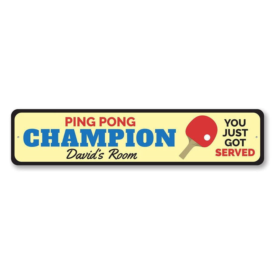 (Aluminum metal) Ping Pong Champion Sign Kid Name Metal Wall Decor Size ...