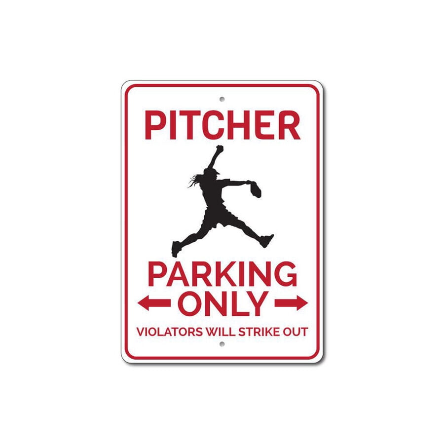 (Aluminum metal) Pitcher Parking Sign Softball Lover Metal Decor Sign ...