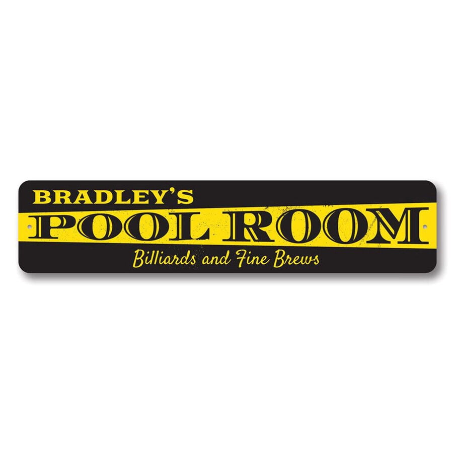 (Aluminum metal) Pool Room Sign Billiards & Fine Brews Metal Wall Decor ...