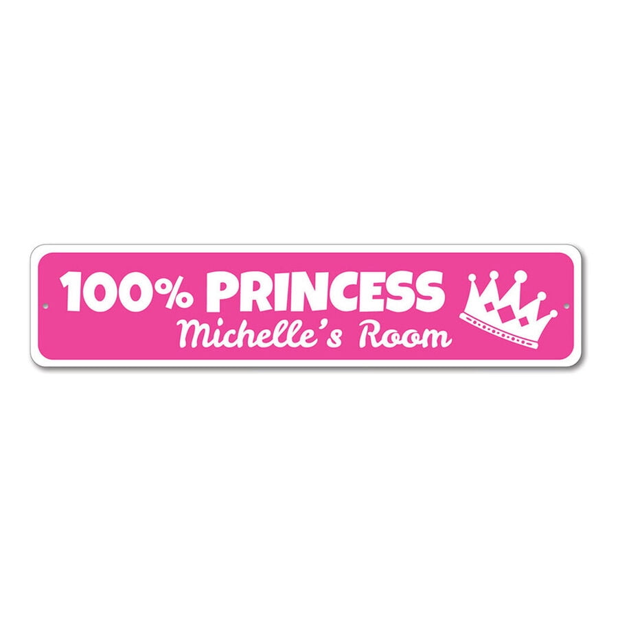 (Aluminum metal) Princess Sign Kid's Room Sign 100% Princess Metal Wall ...