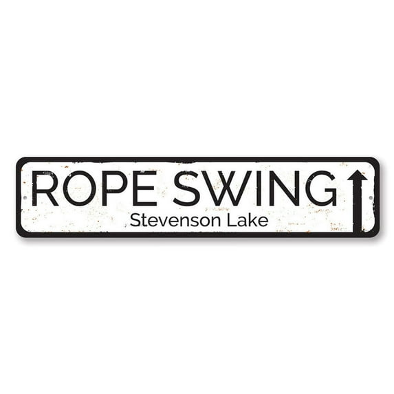 (Aluminum metal) Rope Swing Sign Directional Arrow Sign Metal Lake Size ...