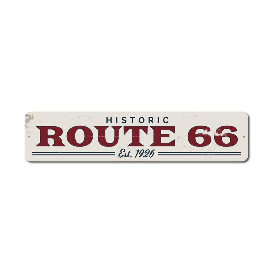 (Aluminum metal) Route 66 Est Date 1926 Sign Historic US Road Name ...