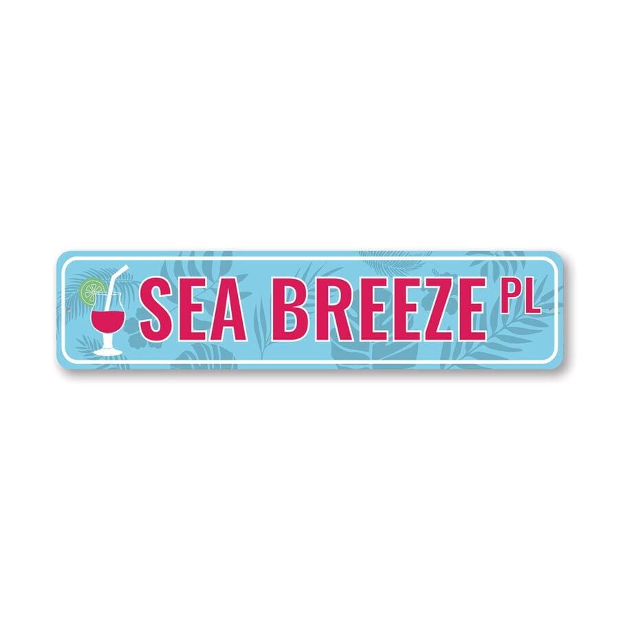 (Aluminum metal) Sea Breeze Place Metal Sign Size: 4 x 16 Inch ...
