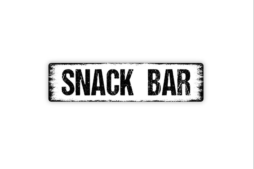 (Aluminum metal) Snack Bar Sign Kitchen Pantry Concessions Candy Soda ...