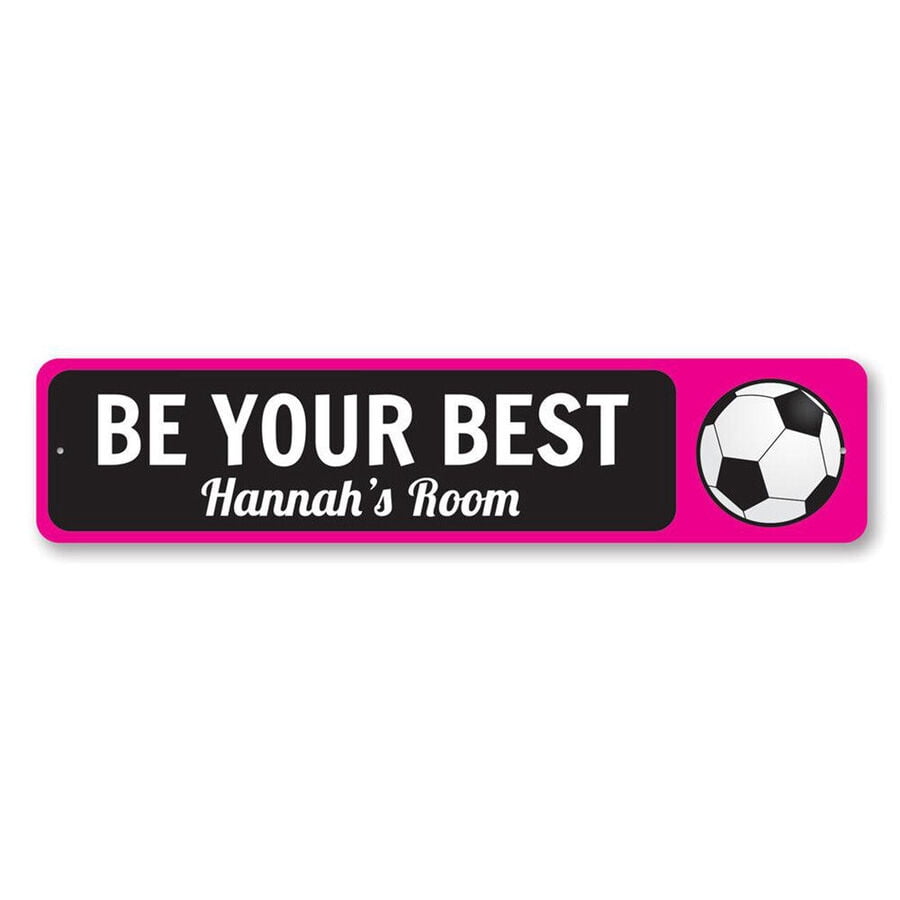 (Aluminum metal) Soccer Ball Sign Kid Name Sign Be Your Best Soccer ...