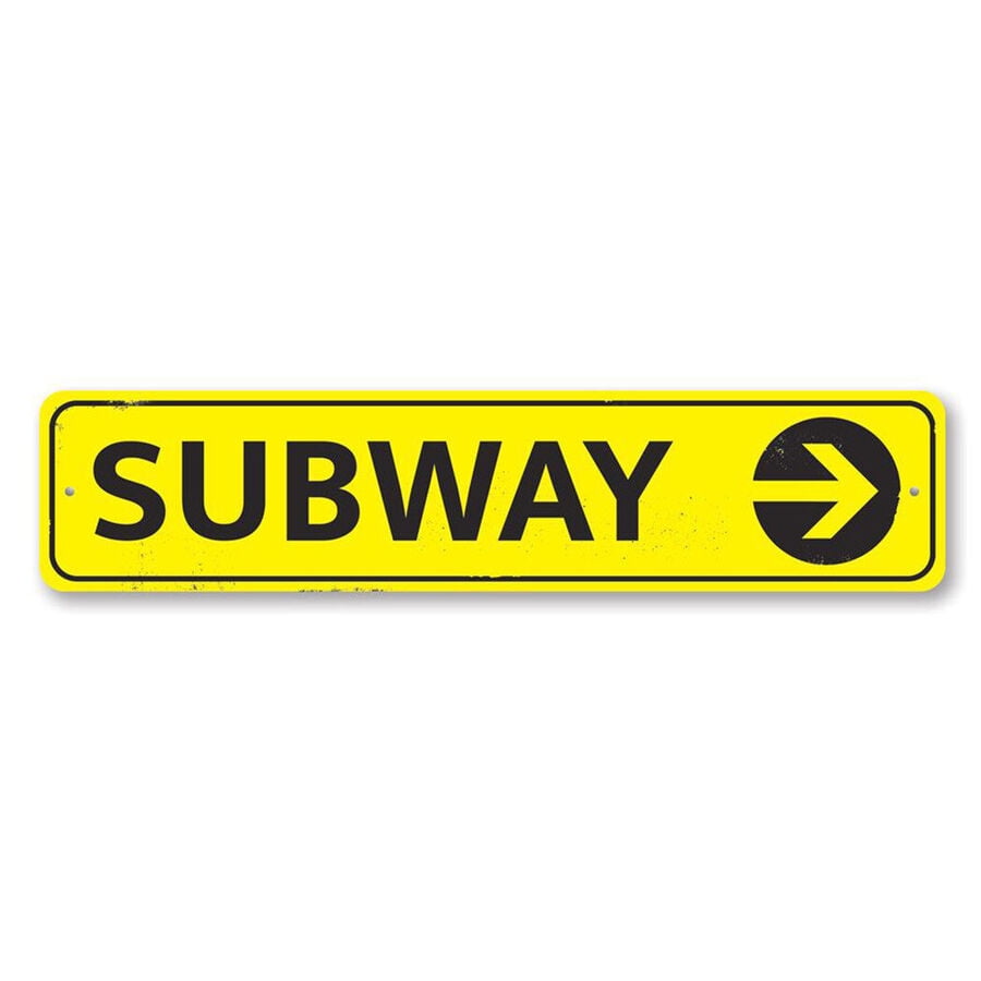 (Aluminum metal) Subway Sign Directional Arrow Destination Metal Decor ...