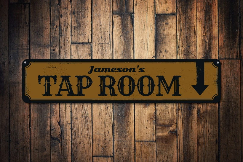 (Aluminum metal) Tap Room Sign Bar Name Sign Directional Arrow Sign ...