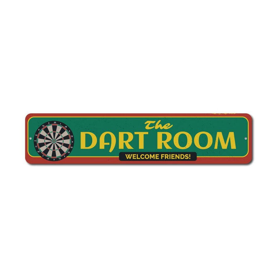 (Aluminum metal) The Dart Room Welcome Friends Sign Metal Dart Board ...