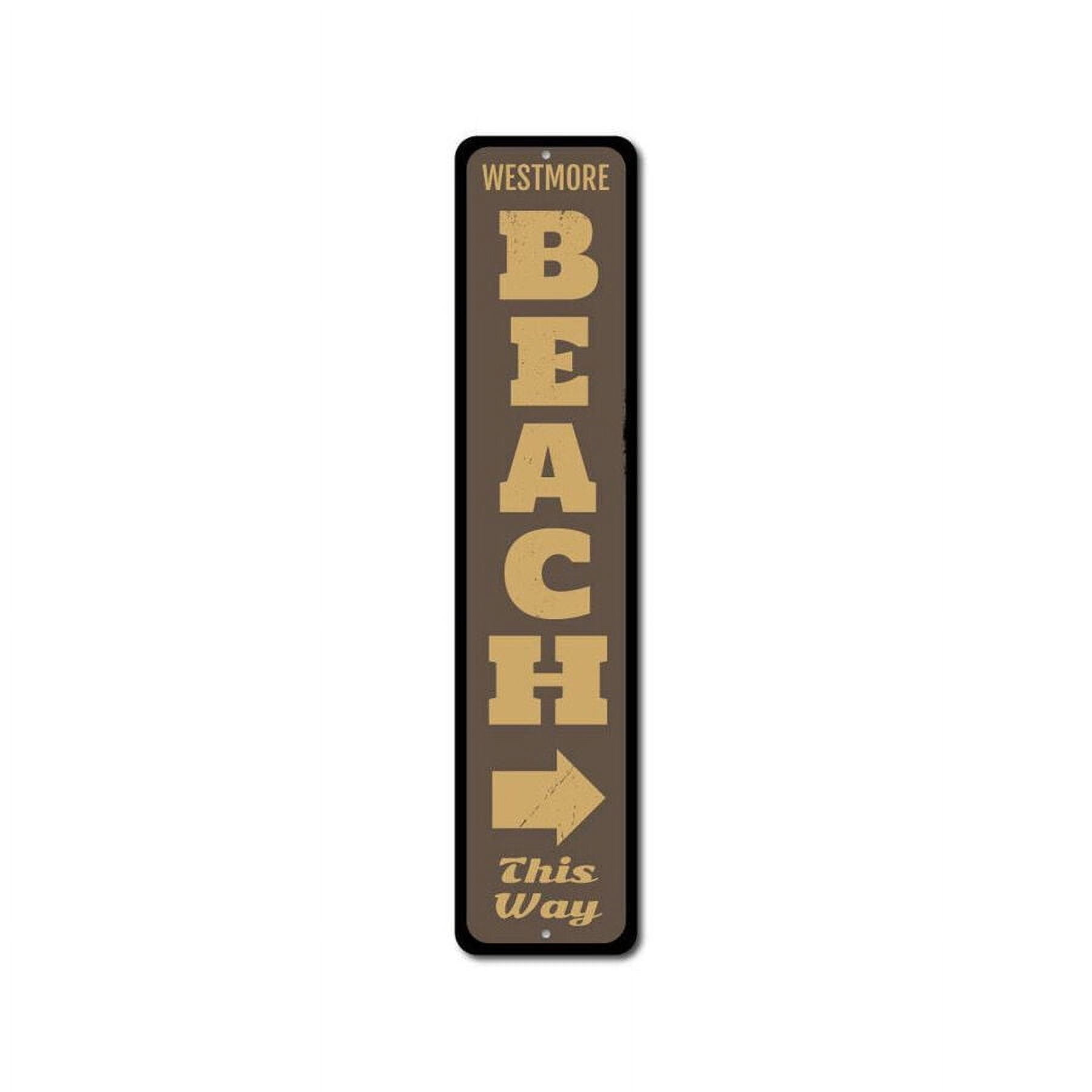 (Aluminum metal) This Way Beach Arrow Vertical Sign Favorite Beach Name ...