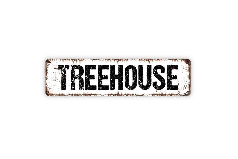 (Aluminum metal) Treehouse Sign Clubhouse Fort Backyard Child Children ...