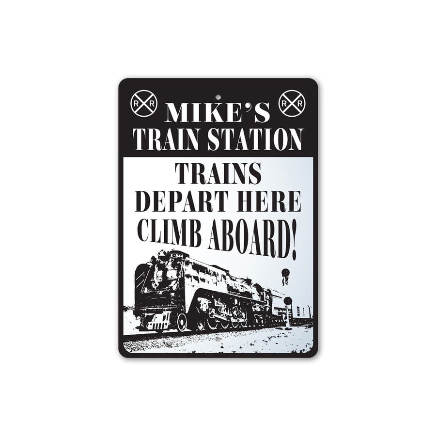 (Aluminum metal) Vintage Train Station Metal Sign Size: 16 x 12 Inch ...