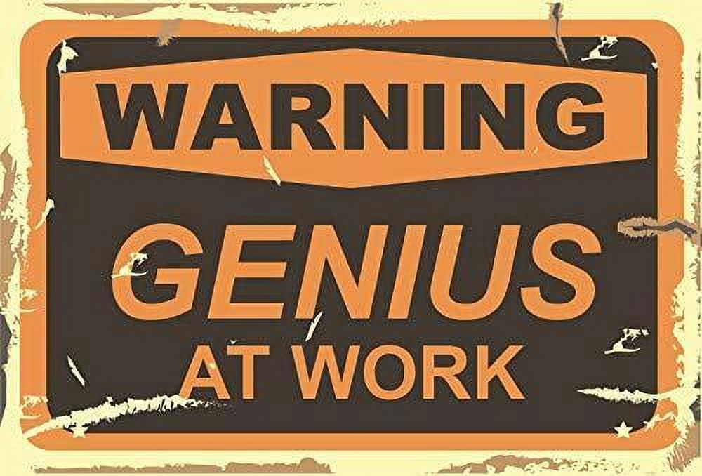 (Aluminum metal) Warning Genius at Work Funny Tin Sign Bar Pub Garage ...