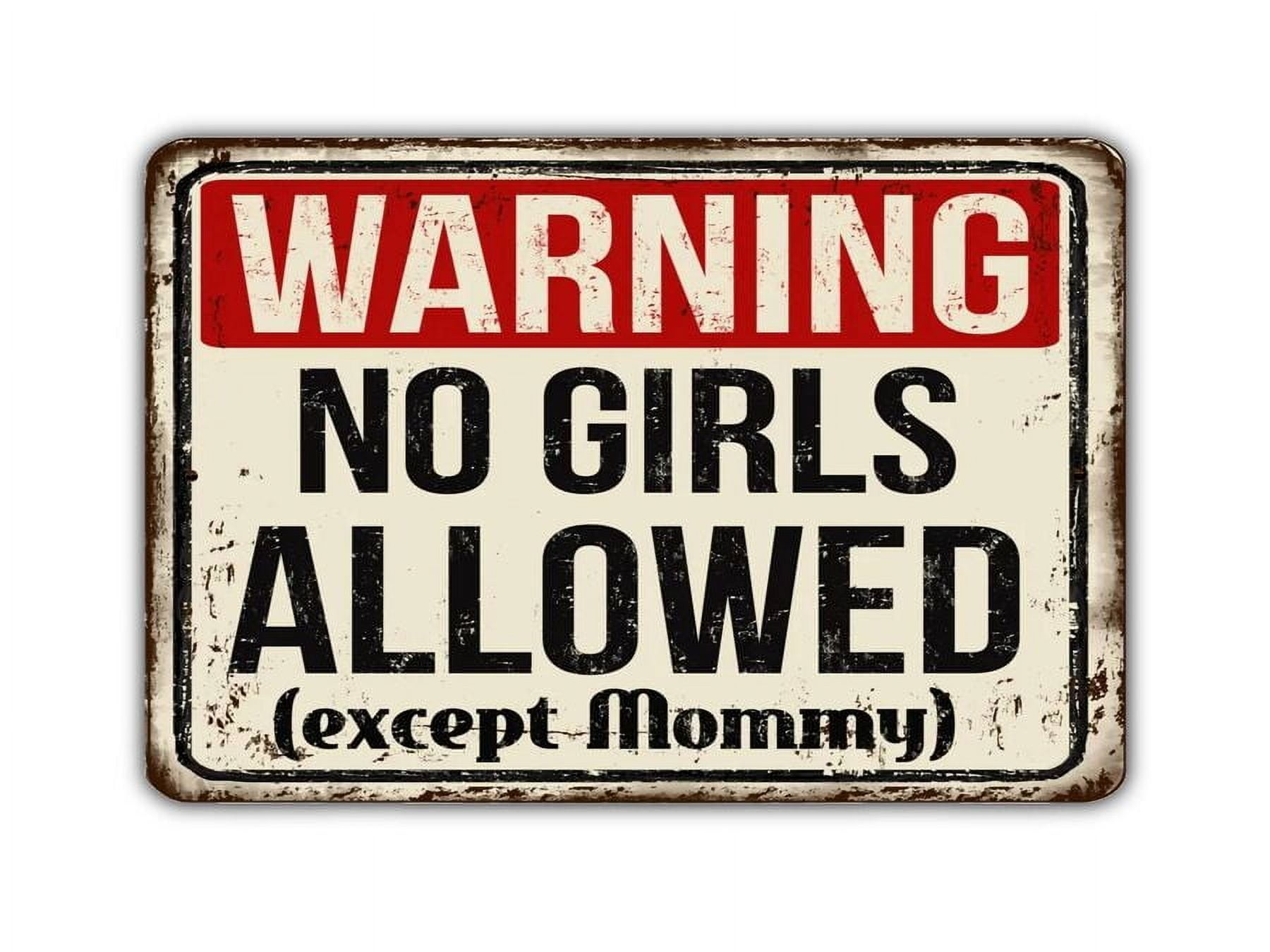 (Aluminum metal) Warning No Girls Allowed Vintage Style Metal Sign Size ...