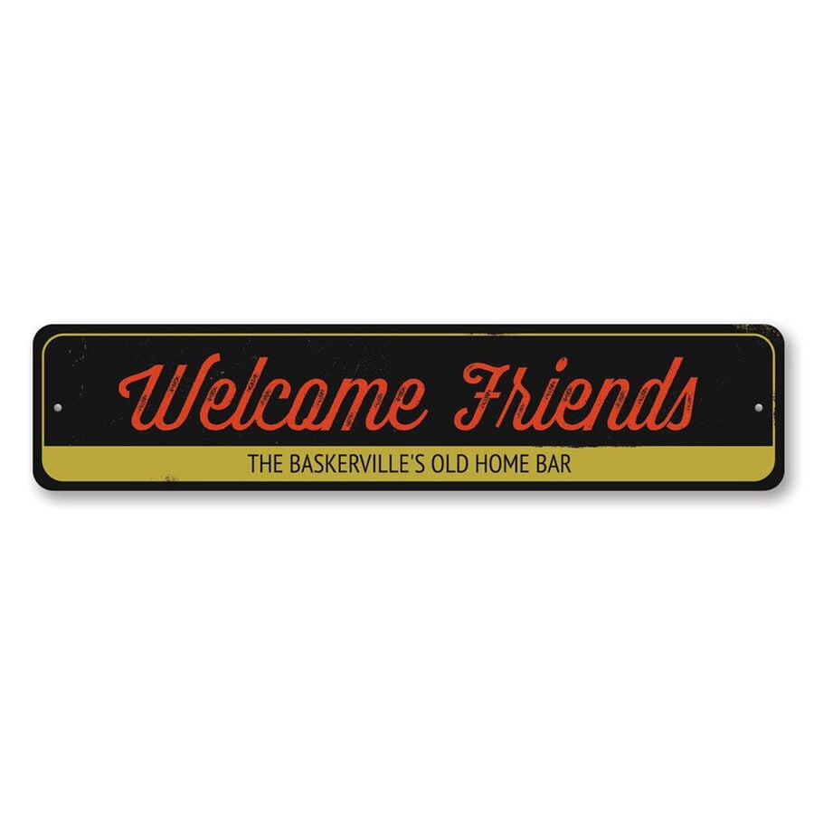 (Aluminum metal) Welcome Friends Sign Old Home Bar Sign Metal Decor ...