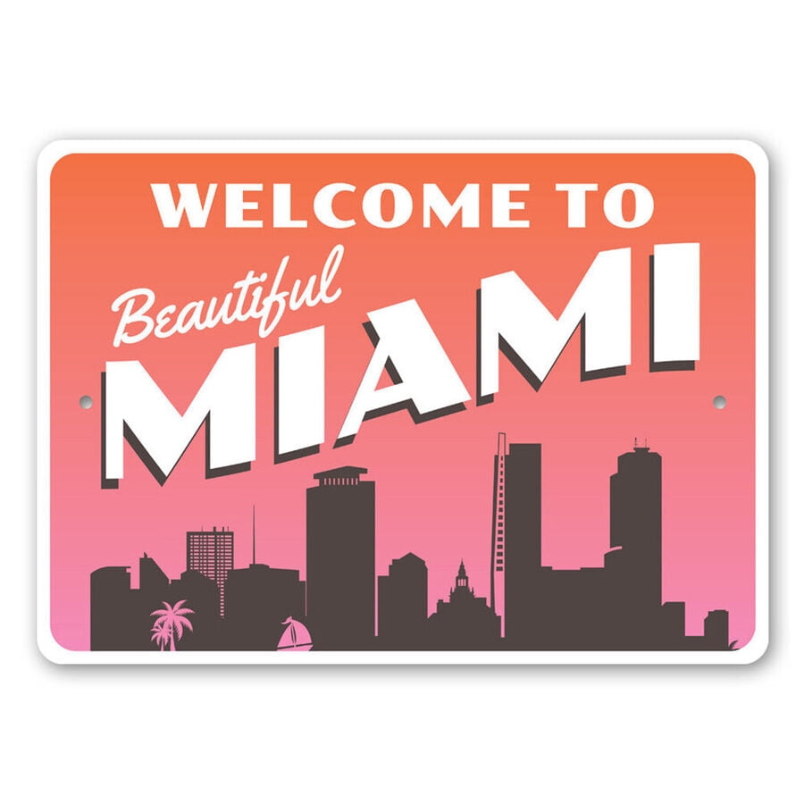 (Aluminum metal) Welcome to Beautiful Miami Miami City Sign Welcome ...