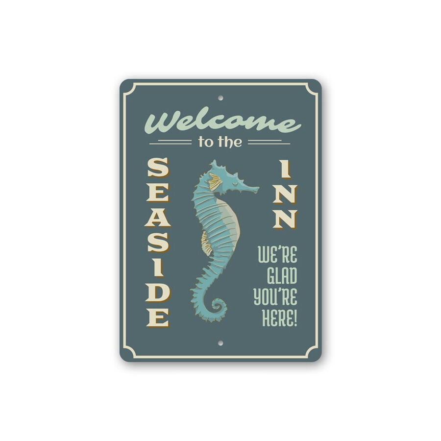 (Aluminum metal) Welcome to The Seaside Inn Seahorse Sign Sea Lover ...