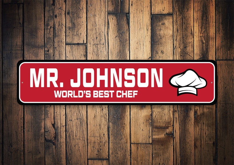 (Aluminum metal) Worlds Best Chef Sign Chef Sign Cooking Chef Gift ...