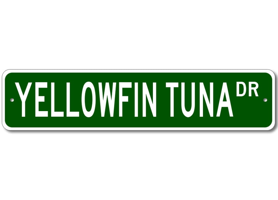 (Aluminum metal) Yellowfin Tuna Fish Sign Metal Wall Decor Fishing ...