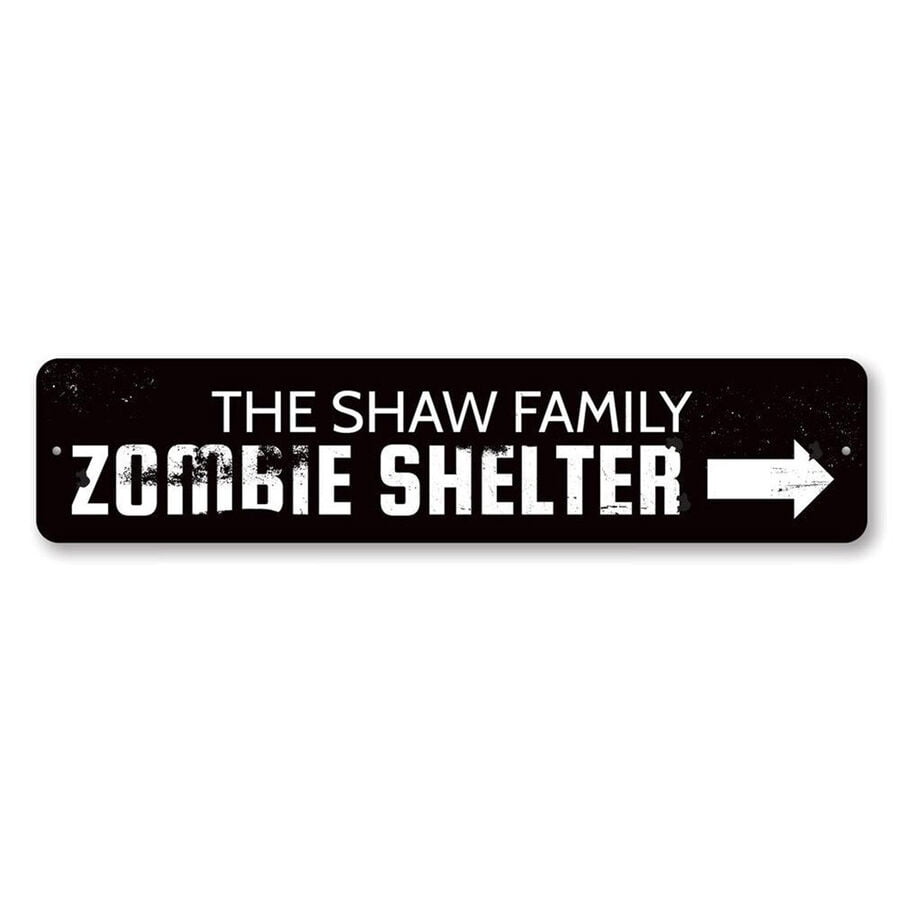 (Aluminum metal) Zombie Shelter Sign Haunted House Arrow Metal Decor ...