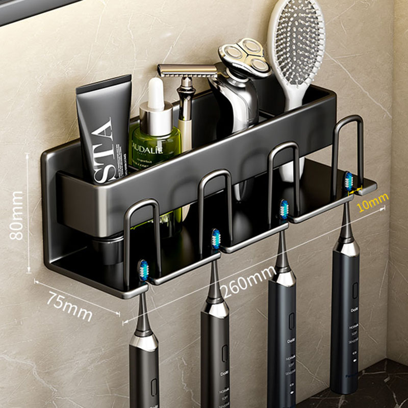 Aluminum punch wall mounted electric toothbrush holder toothpaste cup ...