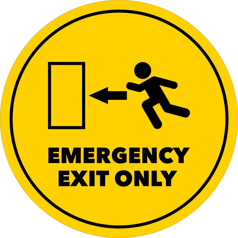 Aluminum sign - Circle Plus Emergency Exit Only Wall or Door Sign Easy ...