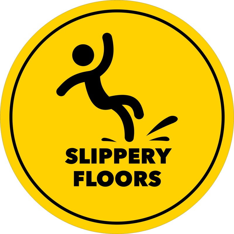 Aluminum sign - Circle Plus Slippery Floors Wall or Door Sign Easy ...