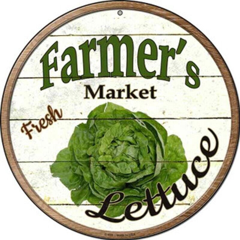 Aluminum sign - Farmer's Market Fresh Lettuce Novelty Metal Circular ...