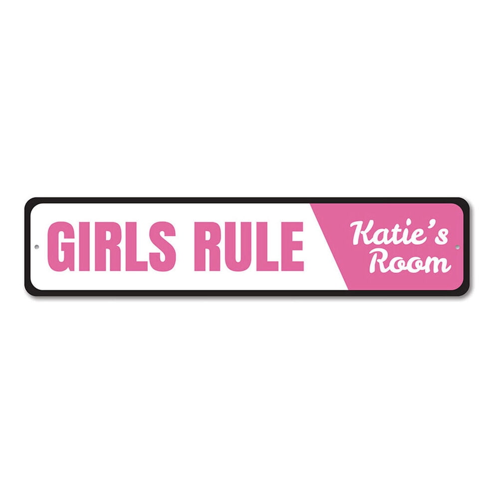 Aluminum sign - Girls Rule Sign Kid's Room Sign Girl Metal Decor Sign ...