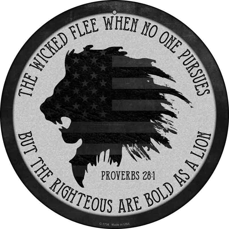 Aluminum sign - Righteous Are Bold Lion Round Circular Metal Sign Home ...