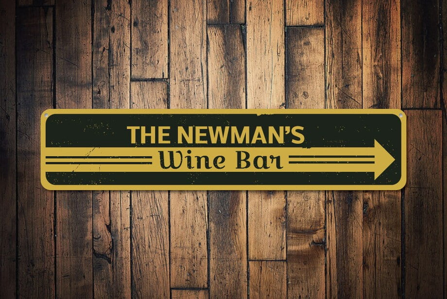 Aluminum sign - Wine Bar Arrow Sign Personalized Family Name Sign ...