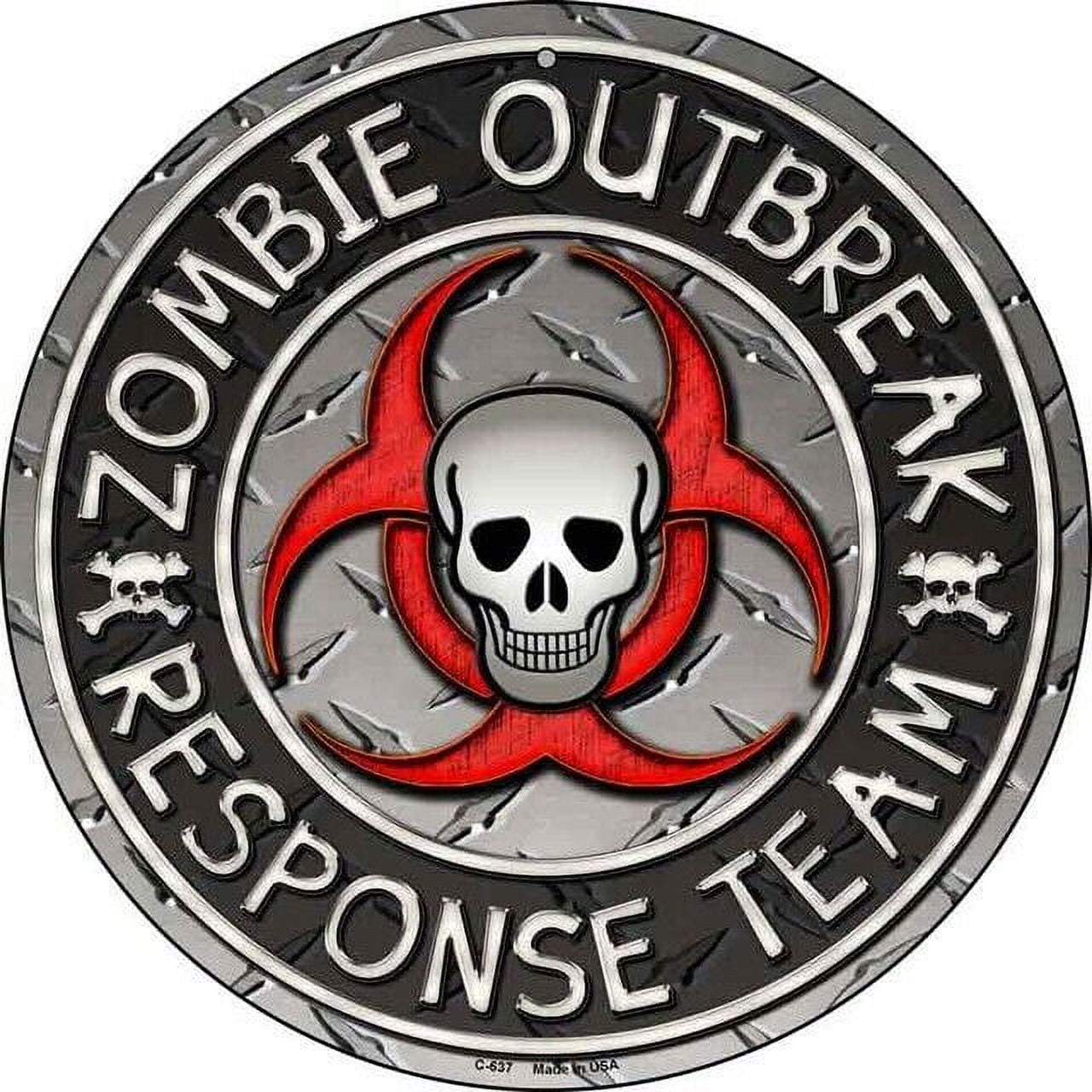 Aluminum sign - Zombie Outbreak Round Circular Novelty Metal Sign Home ...