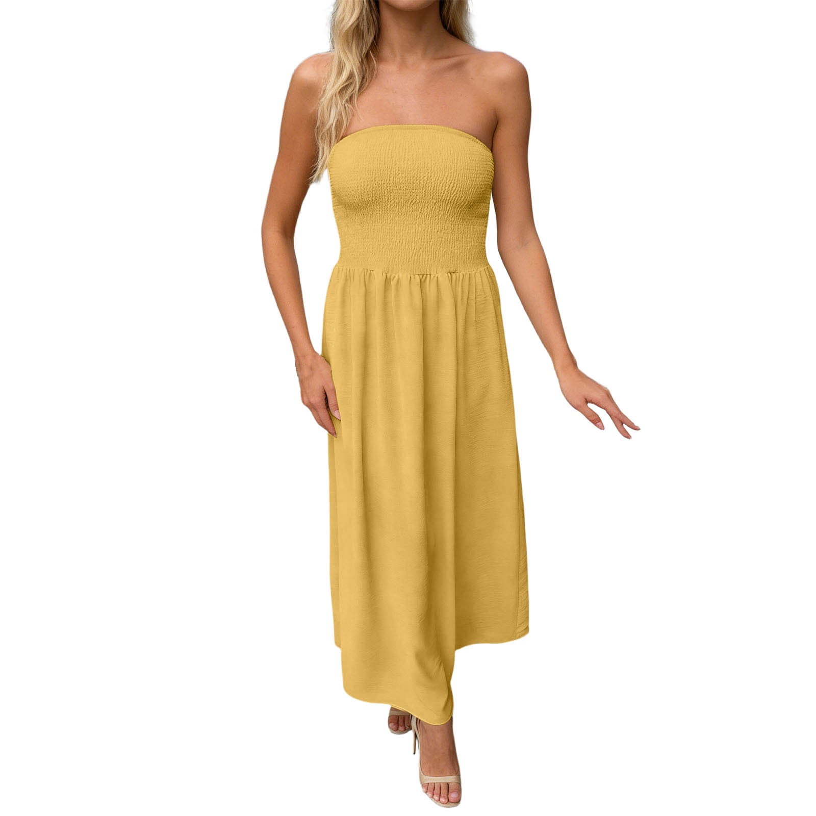 Alun Women 2026 Summer Elegant Strapless Maxi Dress Stretch Sleeveless ...