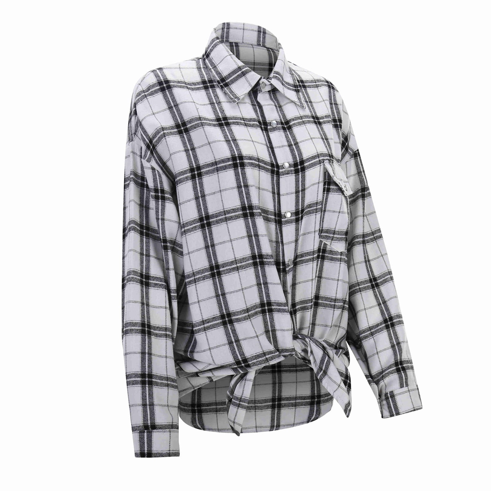 Alun Womens Oversized Thin Flannel Shirts Button down Long Sleeve Plaid ...