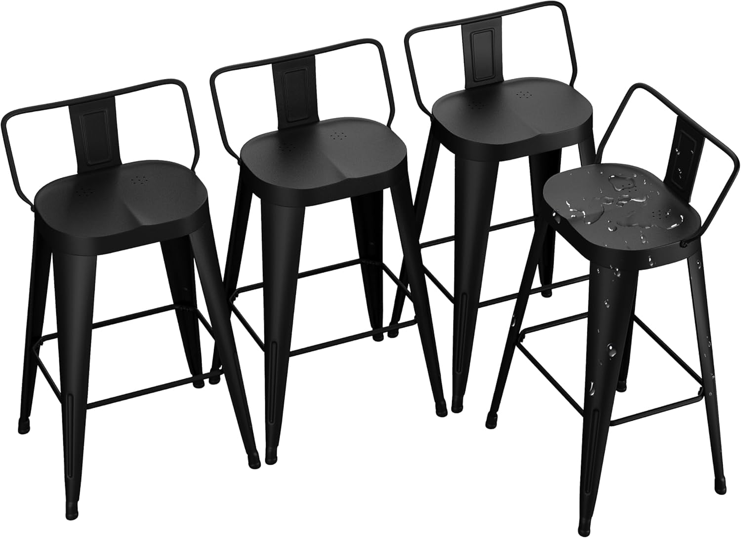 Alunaune 24inch Outdoor Metal Bar Stools Set of 4 Patio Stool Counter Height Barstools Large ...