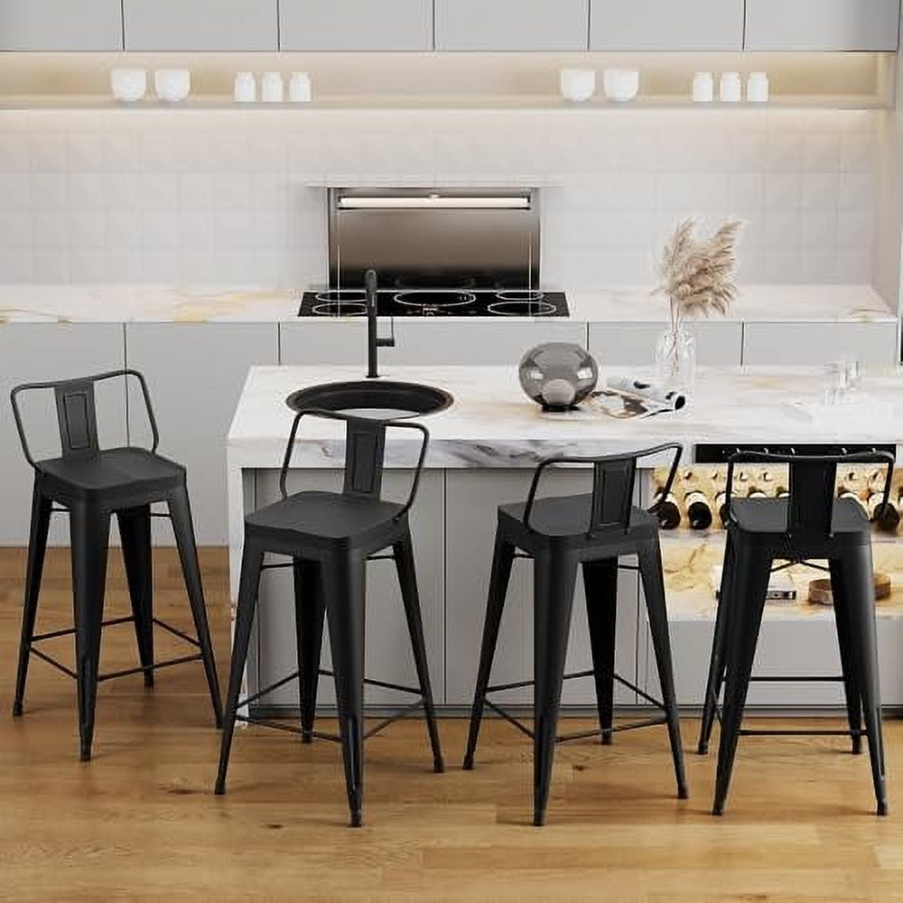 Alunaune 26" Metal Bar Stools Set of 4 Counter Height Barstools Industrial Counter Stool Kitchen ...