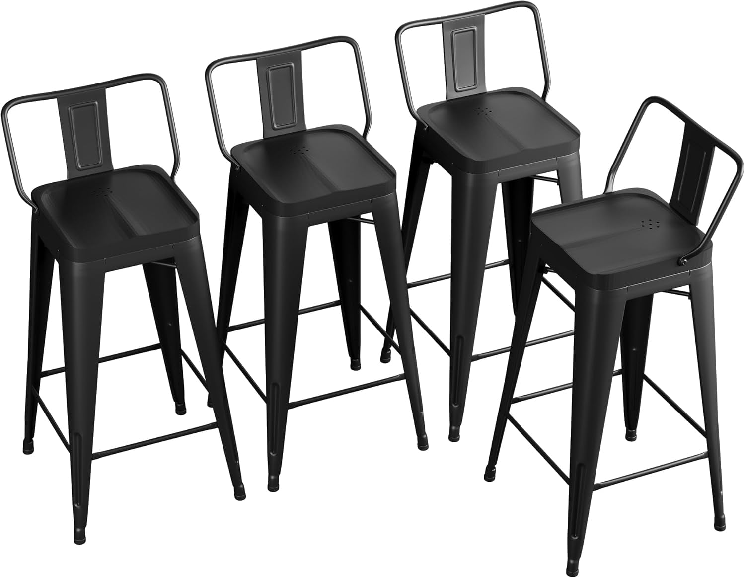 Alunaune 26" Metal Bar Stools Set of 4 Counter Height Barstools ...