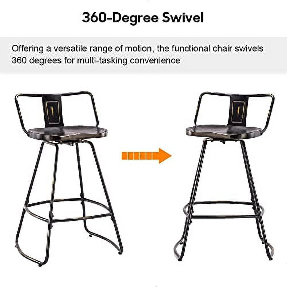 Alunaune 26" Swivel Metal Bar Stools Set of 2 Backless Counter Height ...