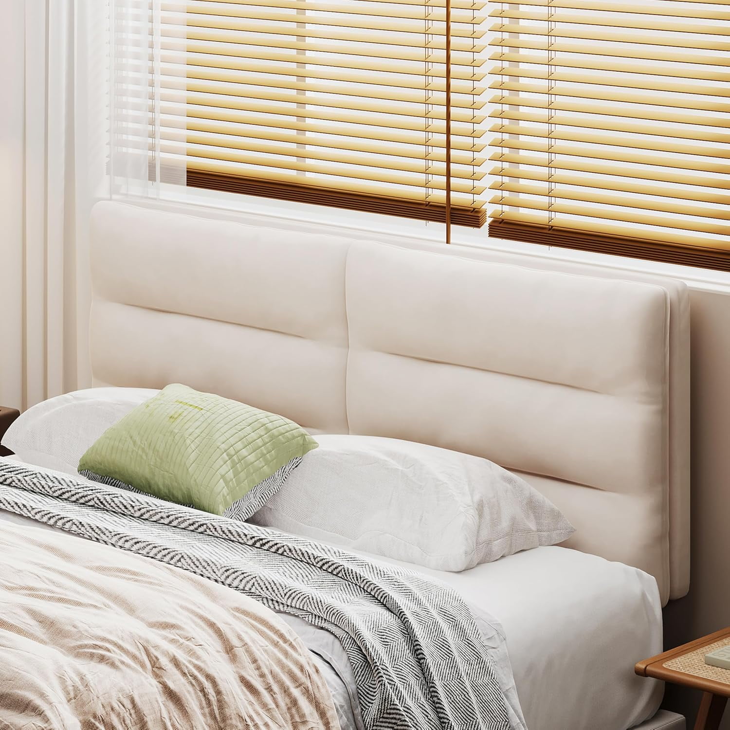 Queen Size Velvet Headboard Foldable Panels Backboard, Upholstered Full ...