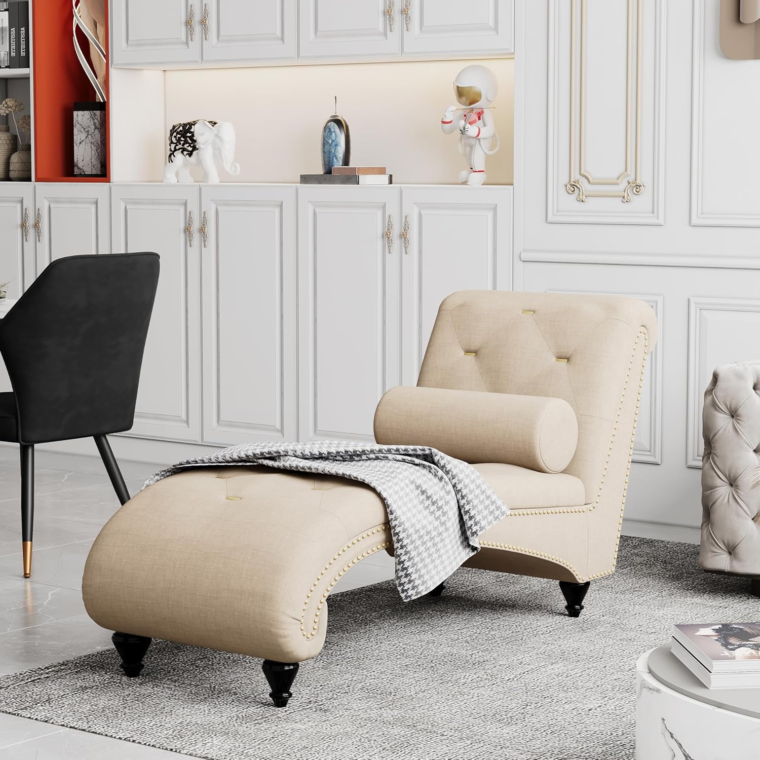 Alunaune Upholstered Chaise Lounge Chair Indoor Recliner Leisure Living ...