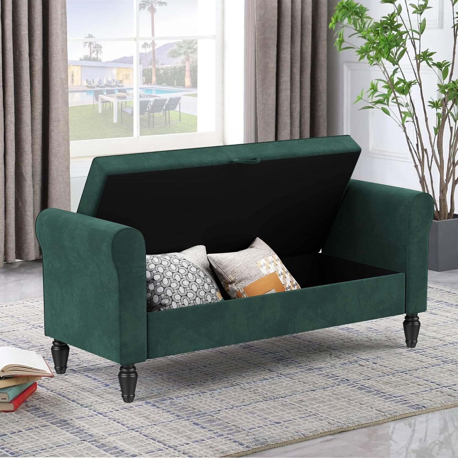 Alunaune Upholstered Velvet Storage for Bedroom End of with Storage ...