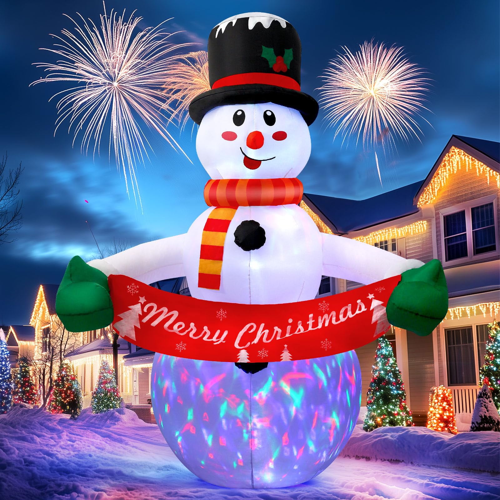 Alupssuc 7FT Christmas Inflatable Snowman Outdoor Decorations with LED ...