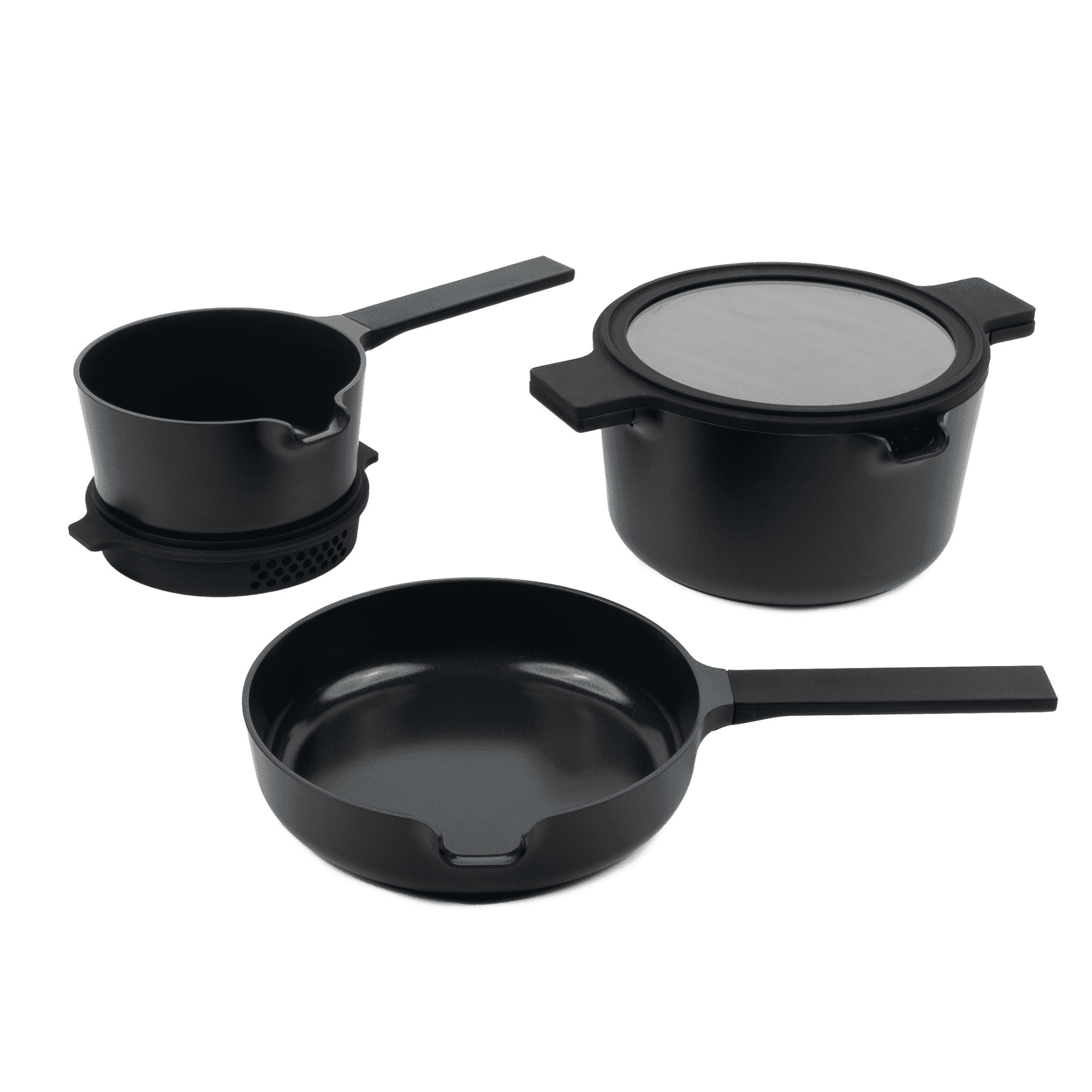 Alva Neat Nested Nonstick Ceramic Cookware Set 5-Piece Set Black - Easy ...
